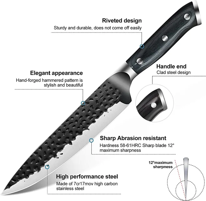 Amazon.com: Dfito Chef Knife Set, 3 Pieces Hand Forged Kitchen Knife ...