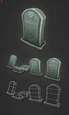 Low Poly Grave Stones-花瓣网