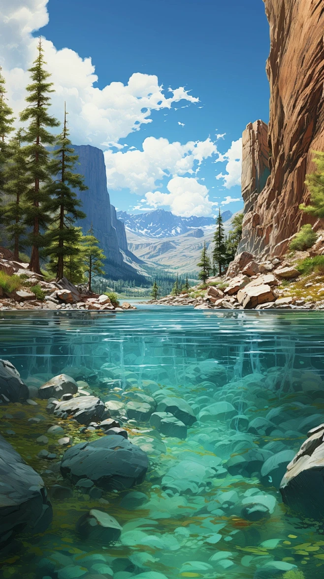 Beautiful anime illustration of a landscape scenery, volumetric ...