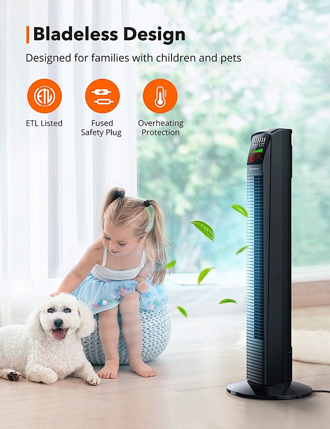 Amazon.com: TaoTronics Tower Fan, 35” 65°Oscillating Cooling Fan ...