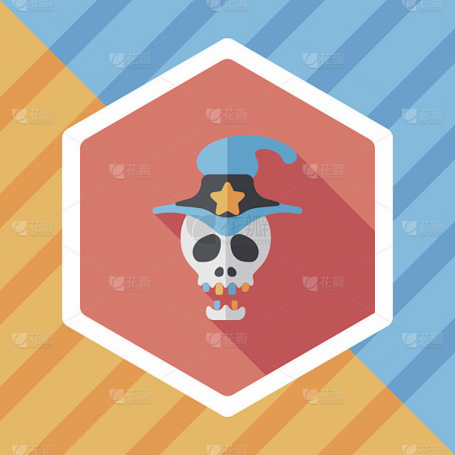 骷髅平图标与长阴影，eps10