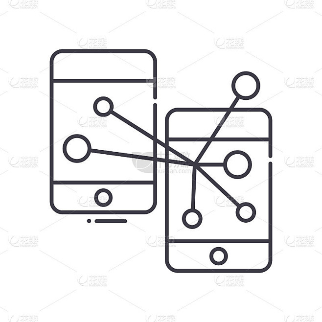 Connection icon, linear isolated illustration, thi