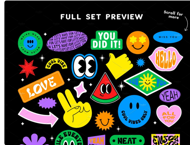 Retro Cartoon Label Pack by Dedraw Studio on Dribbble