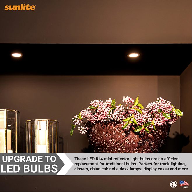 Sunlite LED R14 Mini Reflector Floodlight Light Bulb, 4 Watts (25W ...