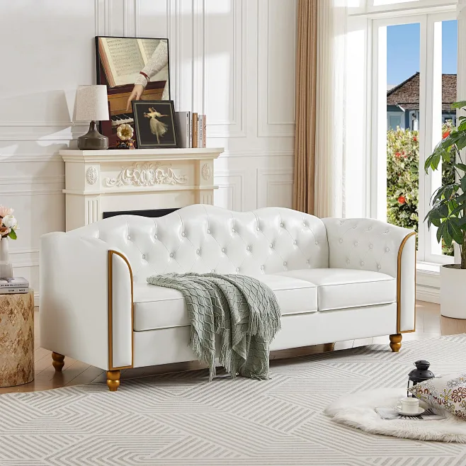 Amazon.com: HITHOS 78" Leather Sofa Couch, Soft 3 Seater Sofa Couches ...