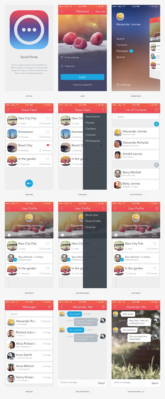 Social Points : A template designed for social apps图片_gui图片素材-花瓣网
