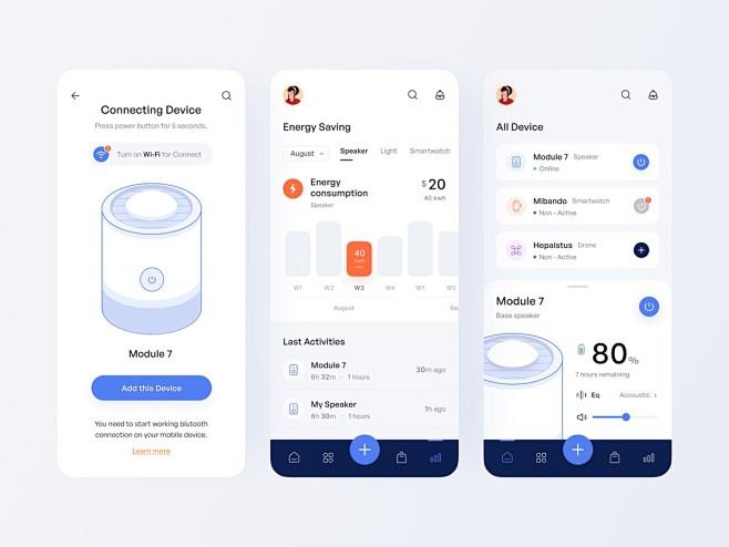 Smart Device Mobile App app application blue clean connecting control ...