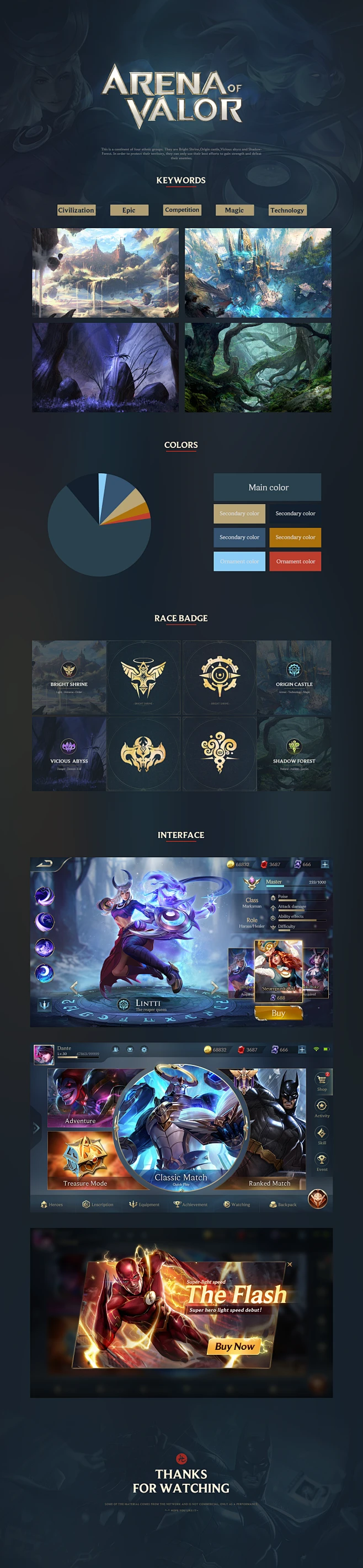 《AOV》-Game UI 基于王者交互的几个MOBA界面设计练习，部分原画素材来自AOV和网络只是用于风格表现非商用，还有很多地方做得不够 ...