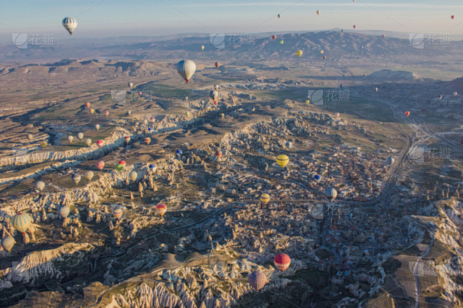 土耳其,热气球,戈雷梅,卡帕多奇亚,多色的,天空,在上面,岩层,飞,日出