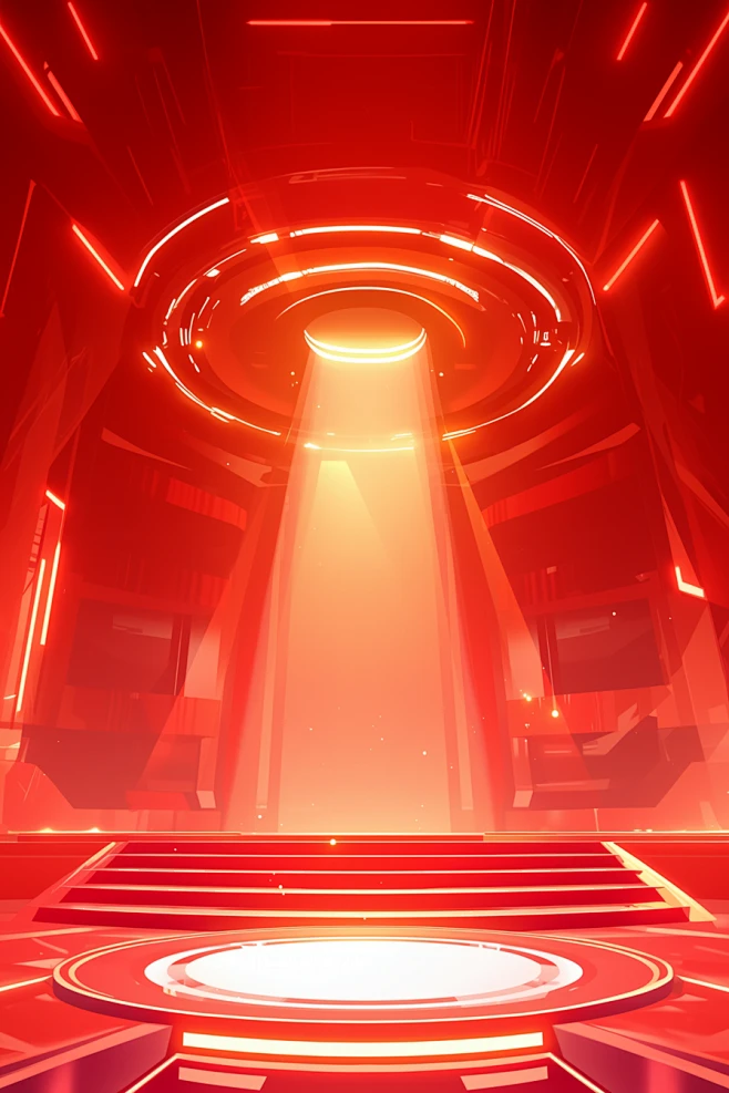 zuoyebang_The_background_of_the_stage_is_a_bright_red_gradient ...