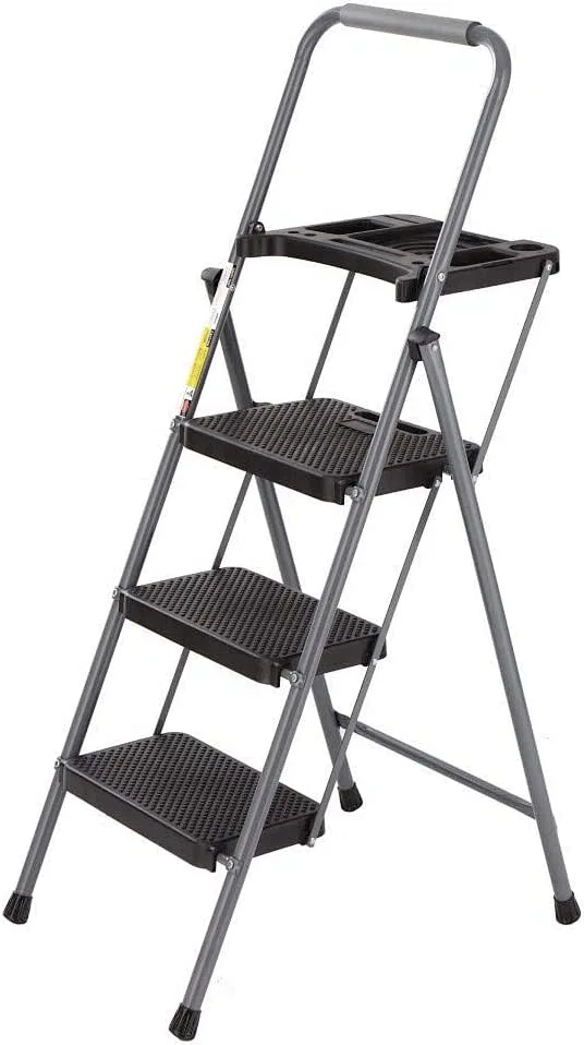 Amazon.com: SAVICOS 3-Folding Step Ladder with Tool Project Tray and ...