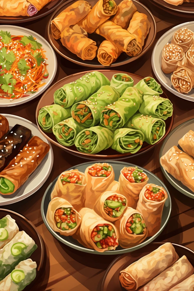 卷饼手绘传统美食水彩插画-花瓣网