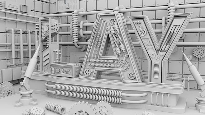 C4D机械字合集~_周仟_【68Design】-花瓣网