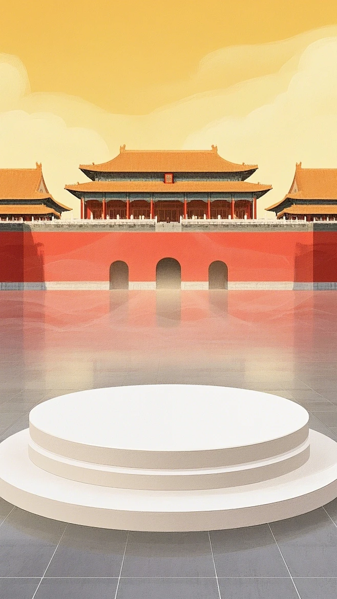 场景，展台，电商用背景，矢量色块，故宫，竖版，zxs (2)-花瓣网