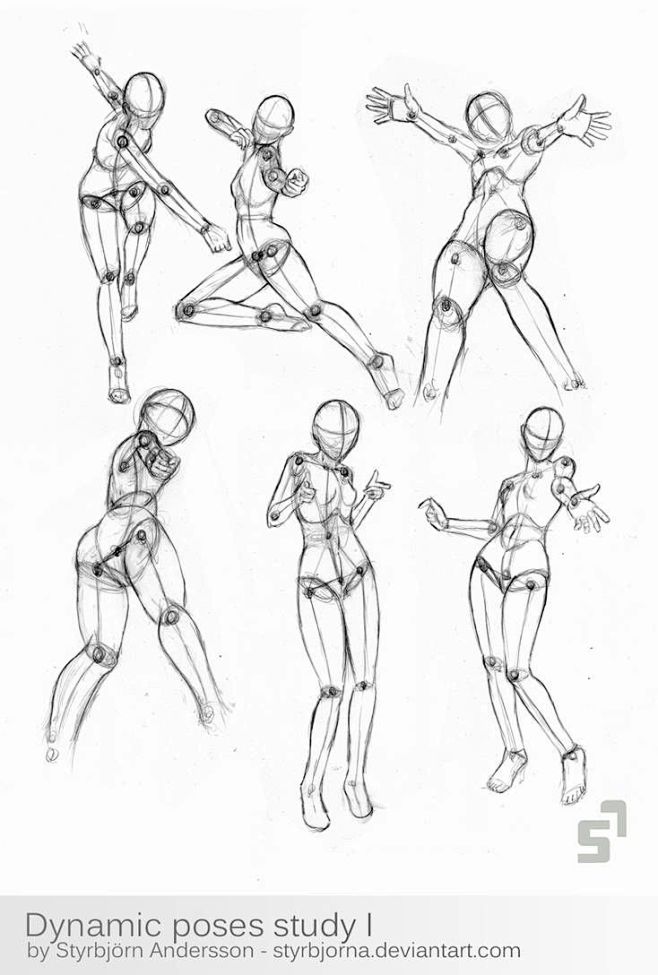 Dynamic Poses Study 1 by StyrbjornAndersson on DeviantArt动态分析 人体动态 动作 动态大全 手绘 dynamic