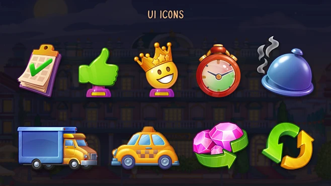 Daily bonus icons & UI icons for mobile game "Hotel Life"-花瓣网