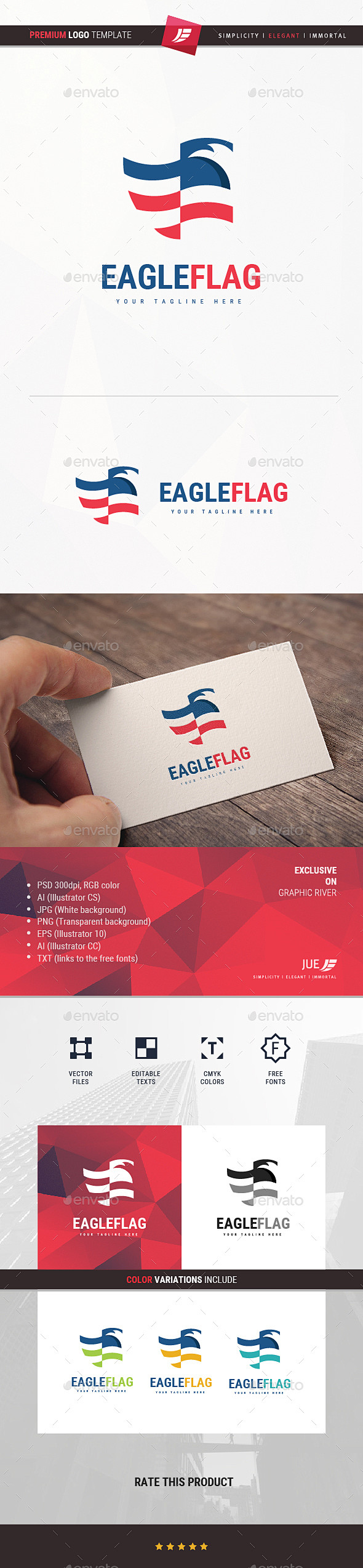 鹰旗标志——动物标志模板Eagle Flag Logo - Animals Logo Templates4日7月4日,美国,美国,美国鹰,动物 ...