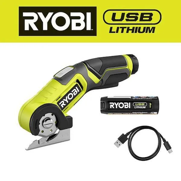 RYOBI USB Lithium Power Cutter Kit with 2.0 Ah USB Lithium Battery and ...