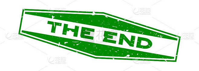 Grunge green the end word hexagon rubber seal stam