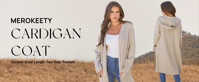 MEROKEETY Women's 2023 Long Sleeve Hooded Cardigan Dressy Open Front ...