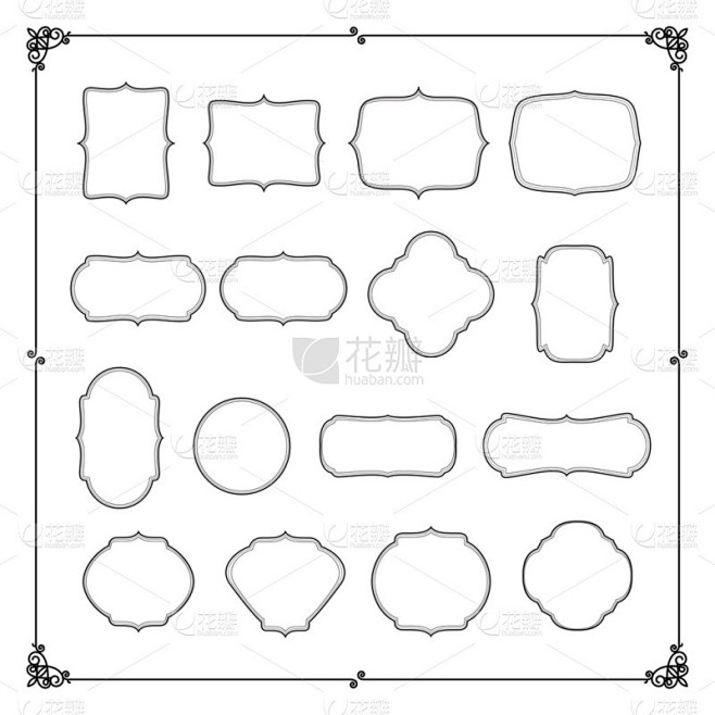 复古框架边框矢量图 001 的集合