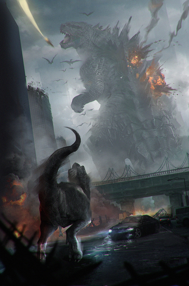 Godzilla vs T-REX, Scott Shi : Godzilla vs T-REX by Scott Shi on ...