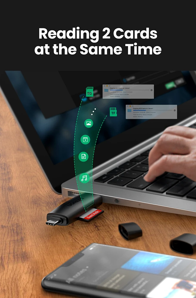 7.13US $ |UGREEN USB Card Reader 2in1 Type C USB 3.0 to SD Micro SD TF Adapter for Laptop Phone ...