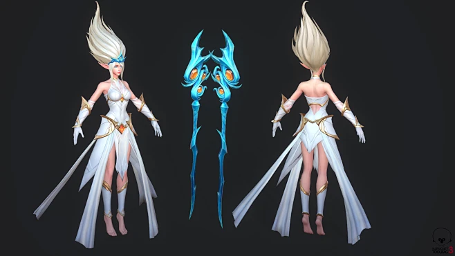 LOL-Janna 迦娜 风女 PBR-独立角色模型-微元素 - Element3ds.com!-花瓣网