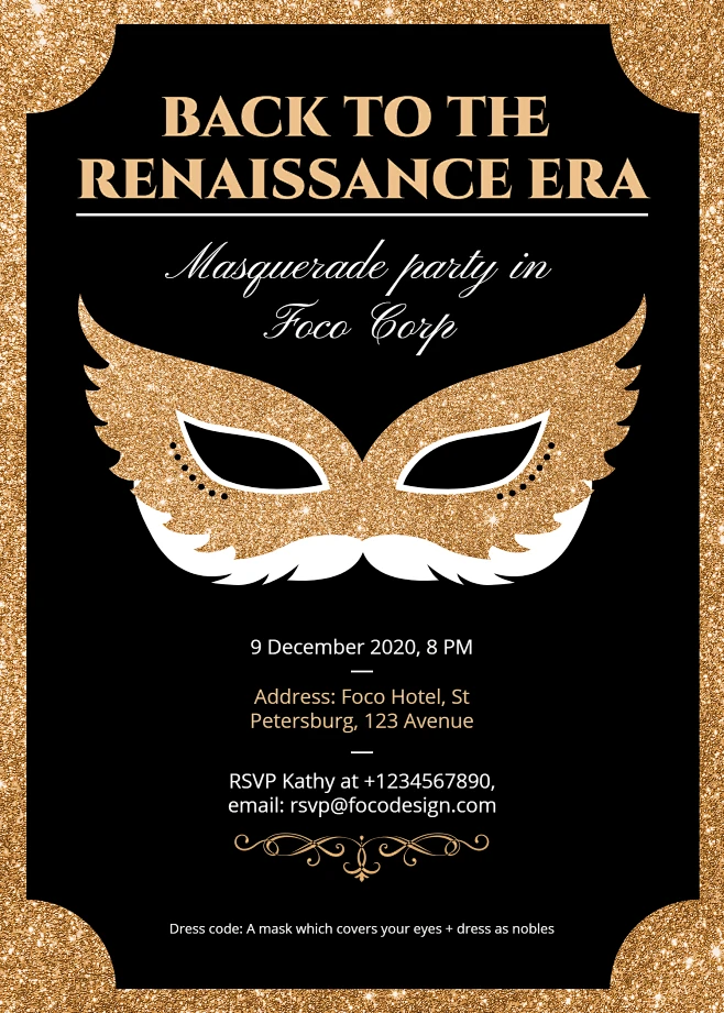 Renaissance Era Masquerade Party Invitation Letter素材-花瓣网