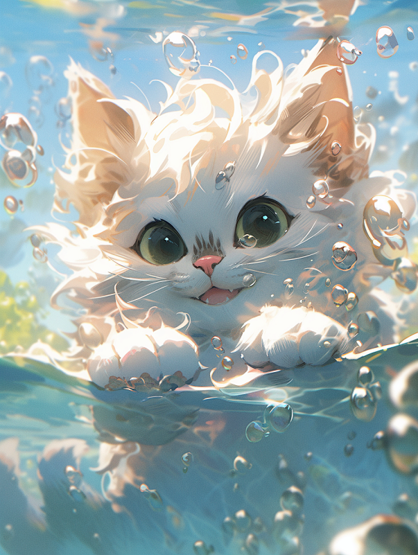 Jason__little_cat_swims_underwater_big_smile_happy_in_the_style ...