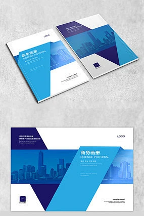 蓝色几何商务画册封面-花瓣网