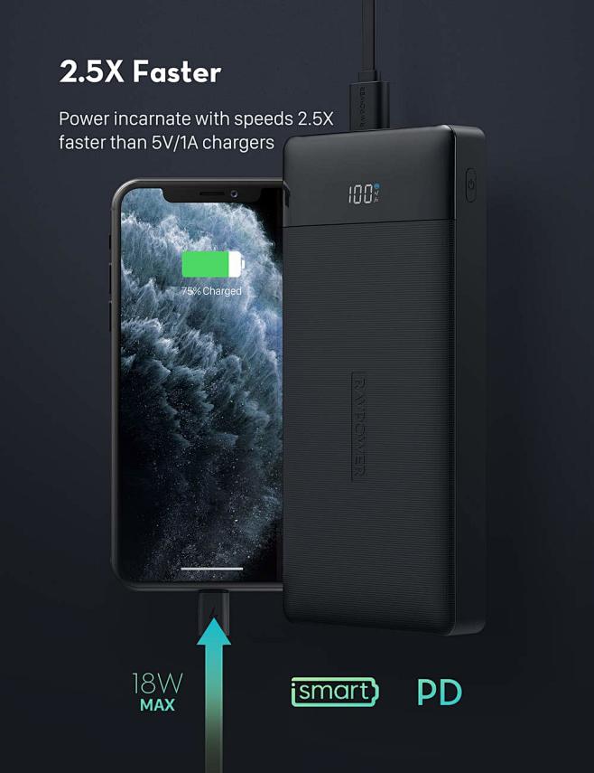 Amazon.com: RAVPower Portable Charger 20000mAh PD 3.0 Power Bank QC 3.0 ...