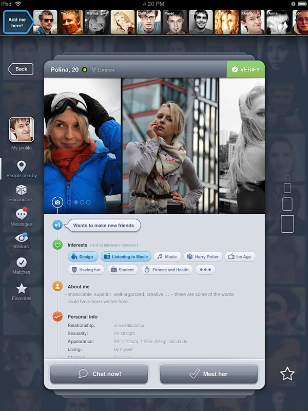 Badoo Profile for iPad on Behance-花瓣网