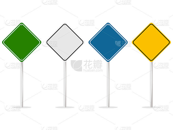 多色路标矢量孤立在背景矢量插图