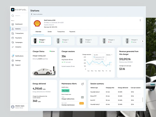 EV Charging with Smart Station Management : Station Details by Shahidul ...