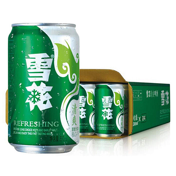 雪花啤酒（Snowbeer）8度清爽 330ml*24听 整箱装