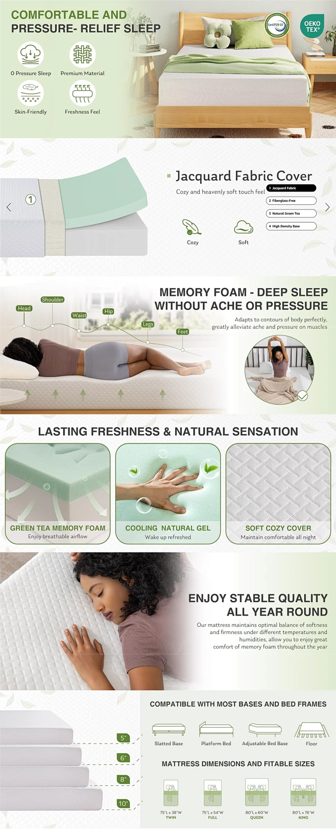 Amazon.com: EGOHOME Full Size Memory Foam Mattress, 8 Inch Bed Mattress ...