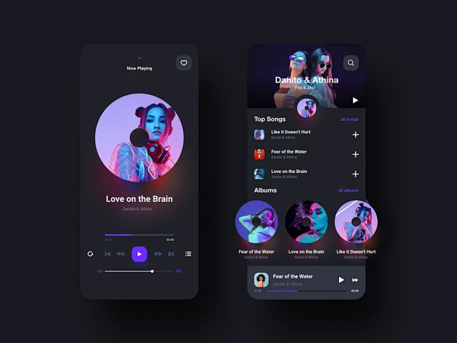 Music Player UI KIT (Dark Theme) app app design concept design mobile ...