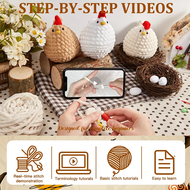 Amazon.com: MAGIMUSE Easter Crochet Kit for Beginners, Crochet Starter ...