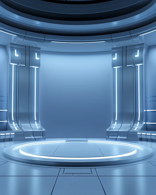 an empty futuristic modern room with a circular circular room with ...