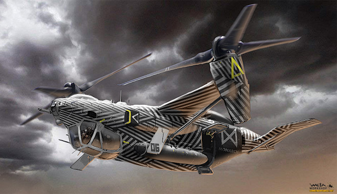 Godzilla 2 King of the Monsters VTOL Monarch aircraft，新西兰维塔工作室的高级概念艺术家 ...