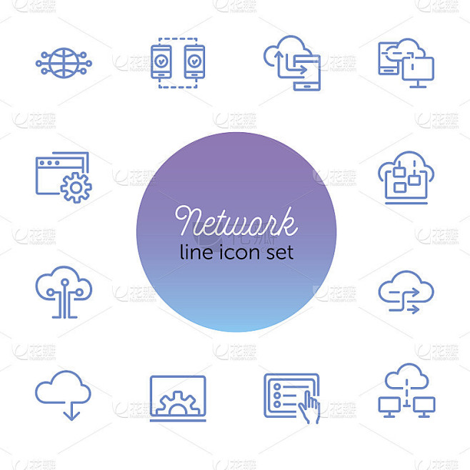Network line icon set