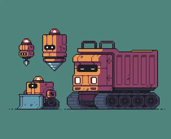 Gaziter on Twitter: "Diggy diggy bots~ #pixelart #gamedev #aseprite… "-花瓣网
