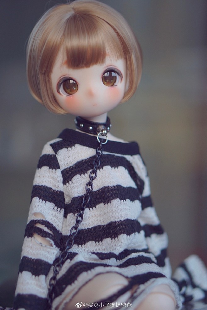 #BJD妆##DD妆# @PUYOODOLL 熊蛋 比较呆的那对眼珠子是我手绘的，还有一对pikapika的是魔法少女 超可爱的假发 ...