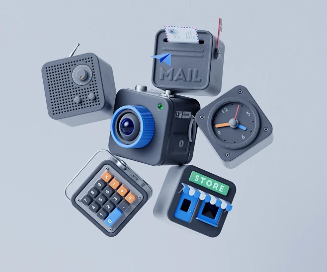 3D 3d art c4d calculator camera design Octane Render Web Design -花瓣网