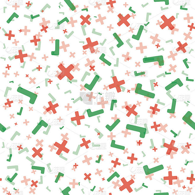 tick and cross symbols, seamless pattern