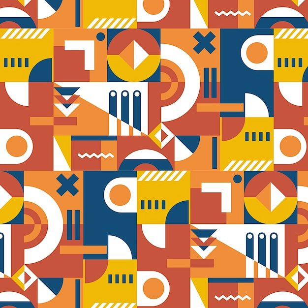 抽象色块几何拼接花纹图案矢量图素材