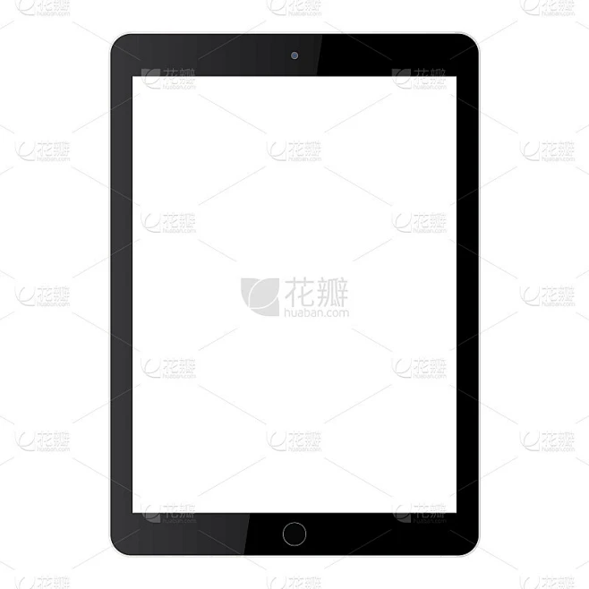 Black tablet with grey screen. Tablet flat style v素材-花瓣网