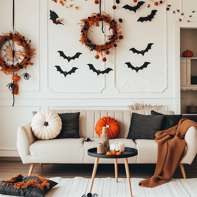 cbsstta7ehyz6577_A_living_room_decorated_for_Halloween_with_bat ...