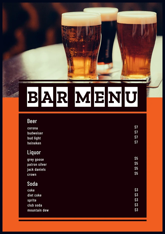 Minimalist Style Bar Menu素材-花瓣网